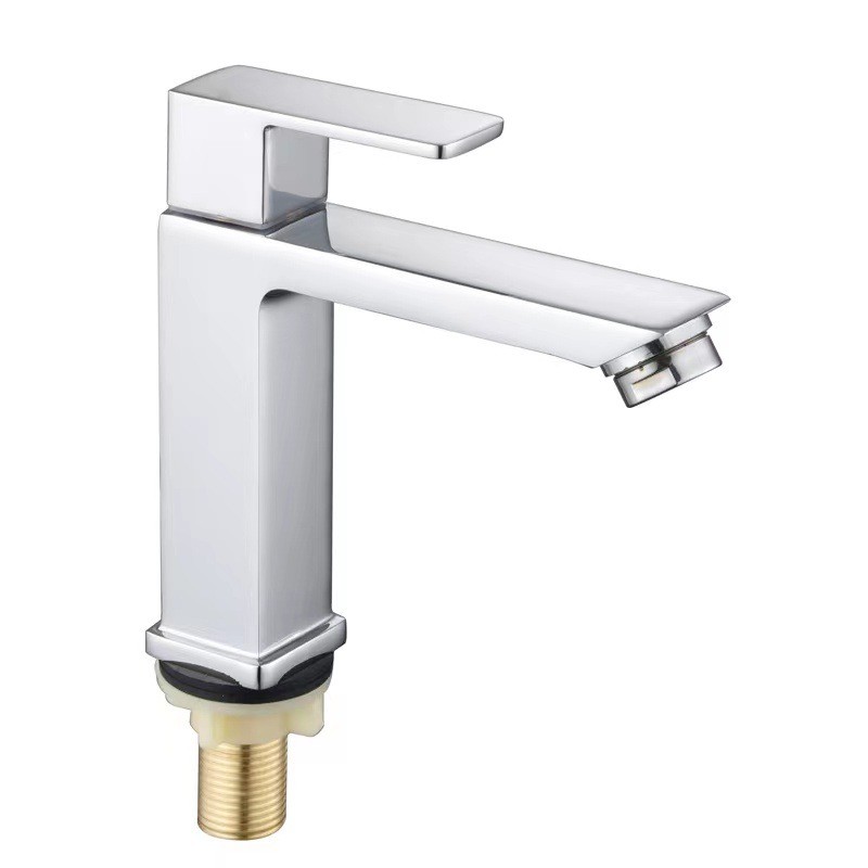 Zinc Square Stylish Bathroom Single Cold Water Basin Taps In Chrome